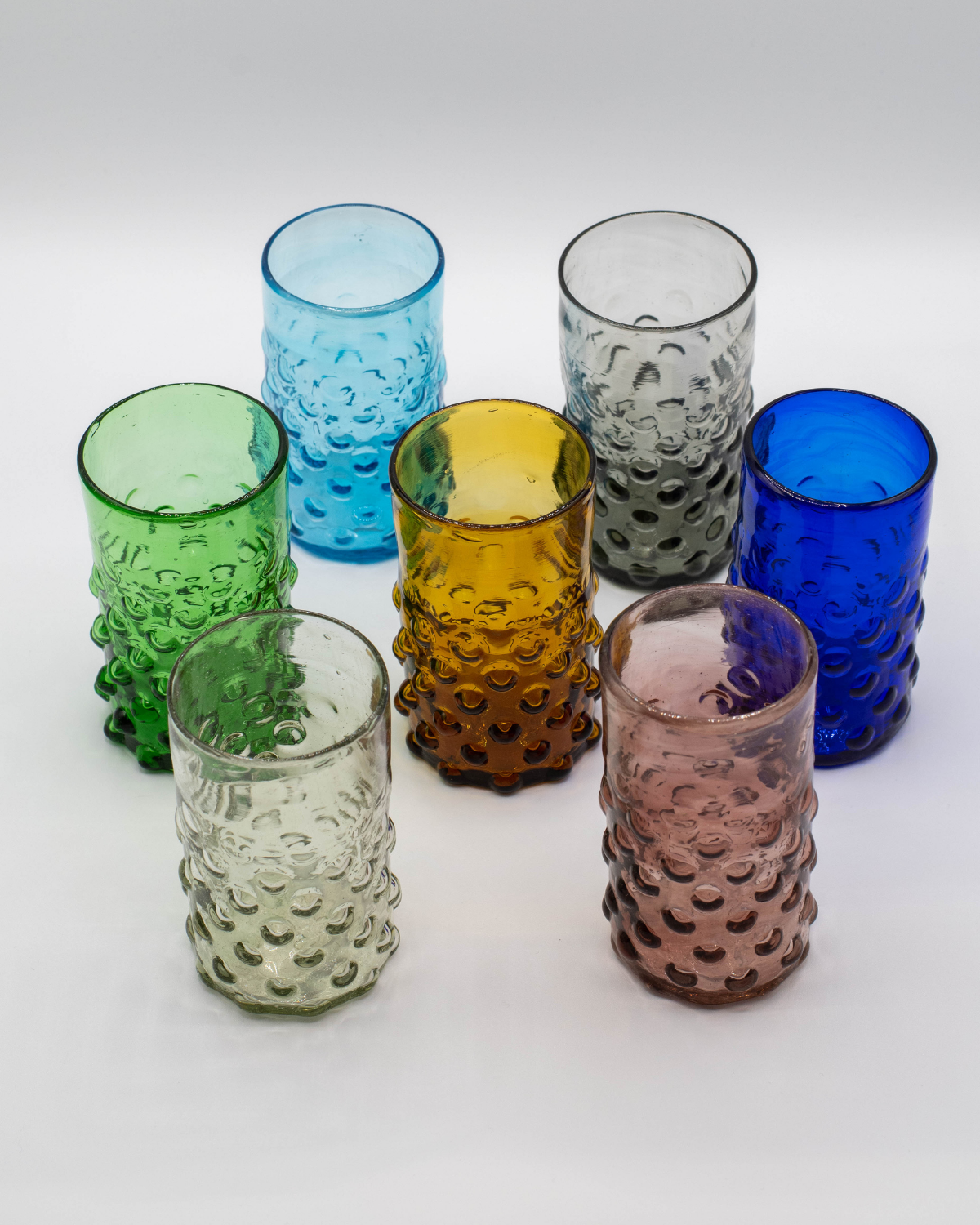 Verre bulles en verre soufflé à la bouche Prune