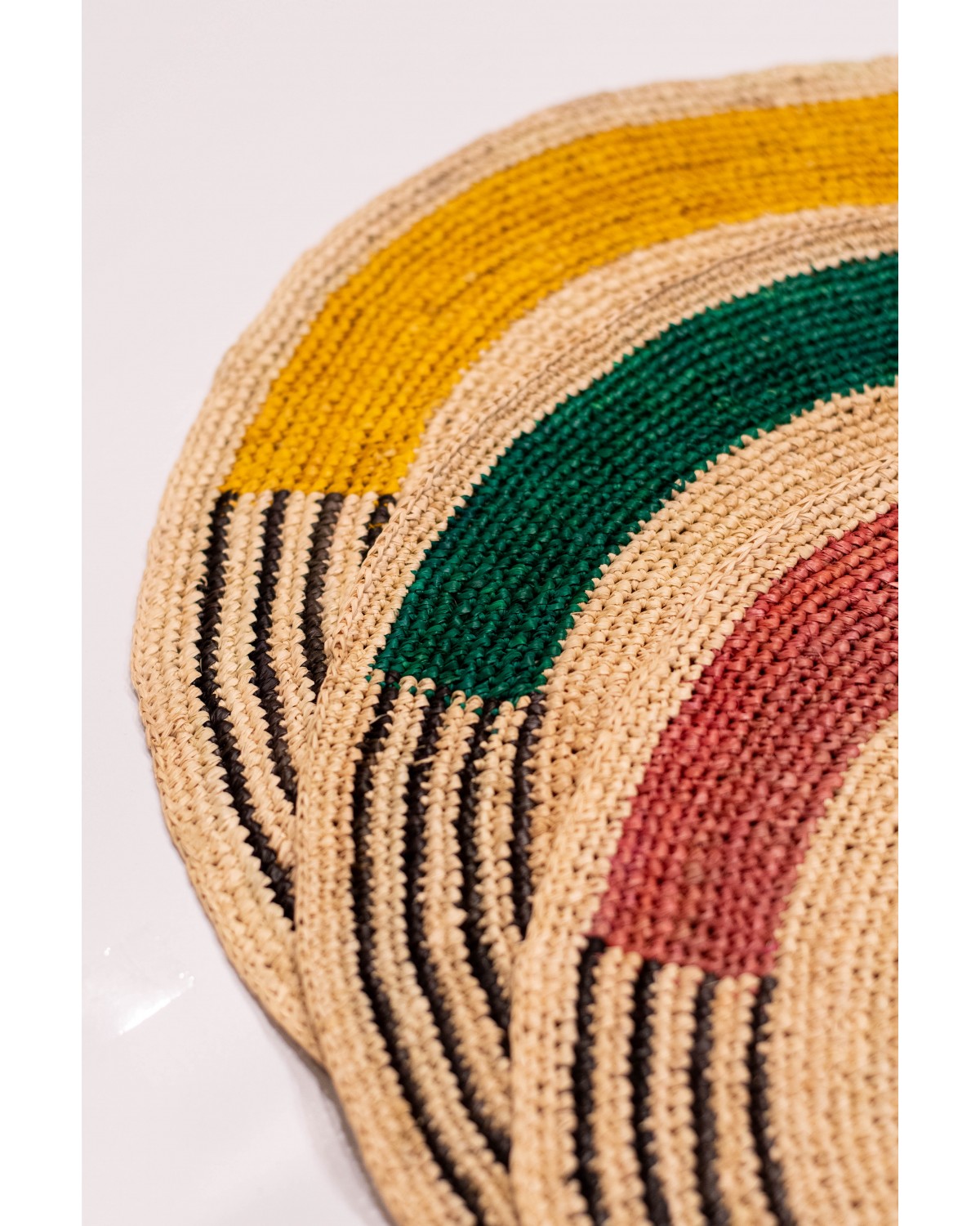 Set de table en raphia naturel Globe naturel/moutarde