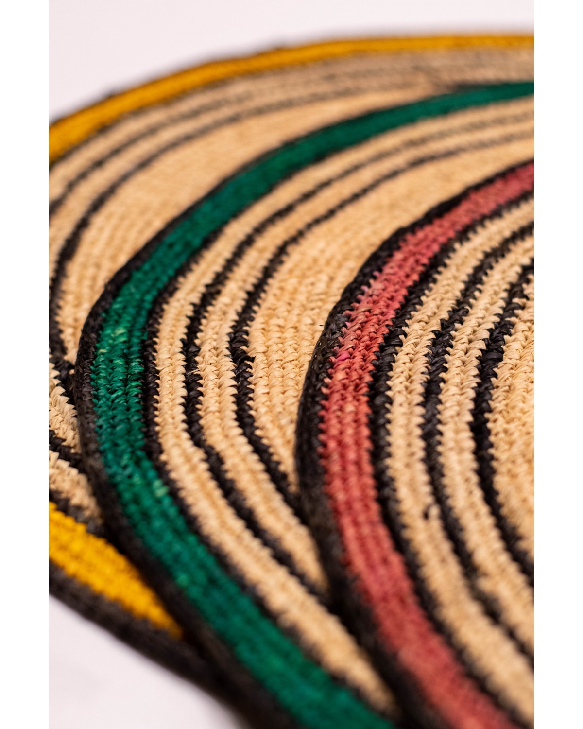 Set de table rond en raphia naturel Globe naturel/moutarde